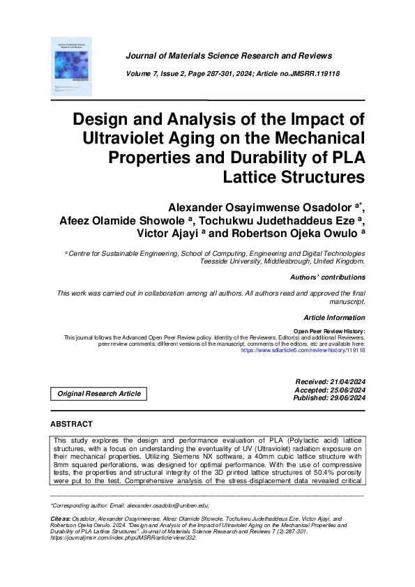 (PDF) Design and Analysis of the Impact of Ultraviolet Aging on the ...