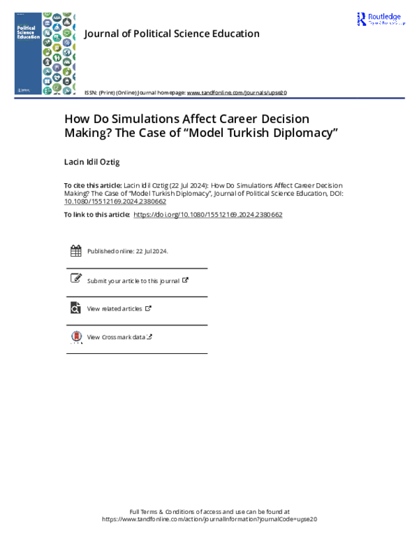 (PDF) How Do Simulations Affect Career Decision Making? The Case of "Model Turkish Diplomacy"