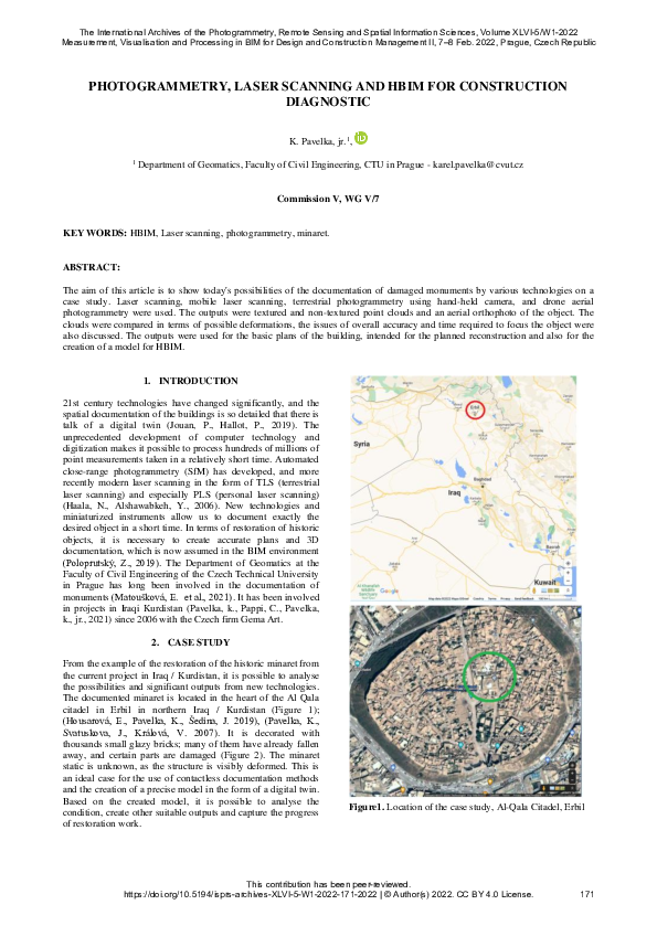 (PDF) Photogrammetry, Laser Scanning and Hbim for Construction Diagnostic