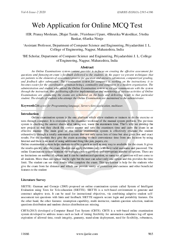 (PDF) Web Application for Online MCQ Test