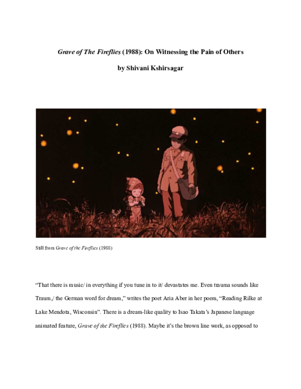 (PDF) Grave of The Fireflies: On Witnessing the Pain of Others