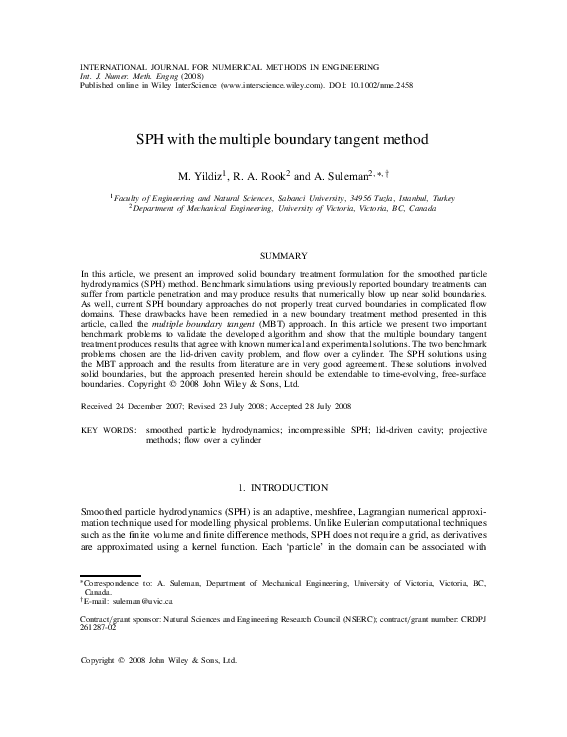 (PDF) SPH with the multiple boundary tangent method