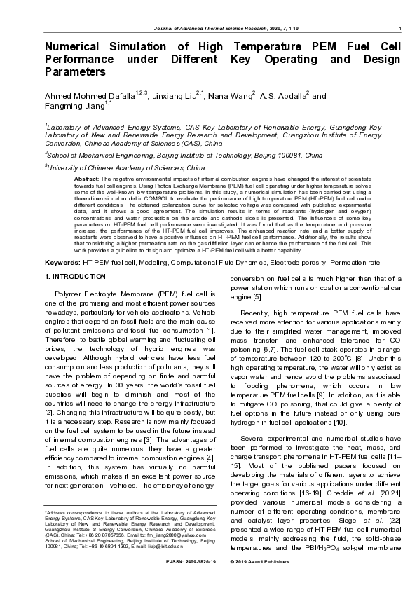 (PDF) Numerical Simulation of High Temperature PEM Fuel Cell ...