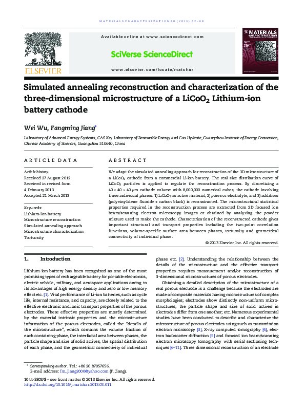 (PDF) Simulated annealing reconstruction and characterization of the ...