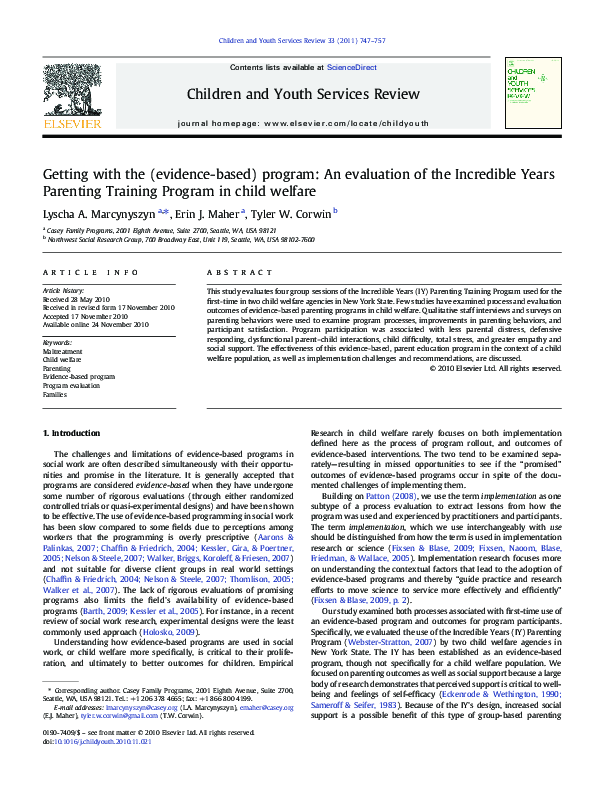 (PDF) Getting with the (evidence-based) program: An evaluation of the ...