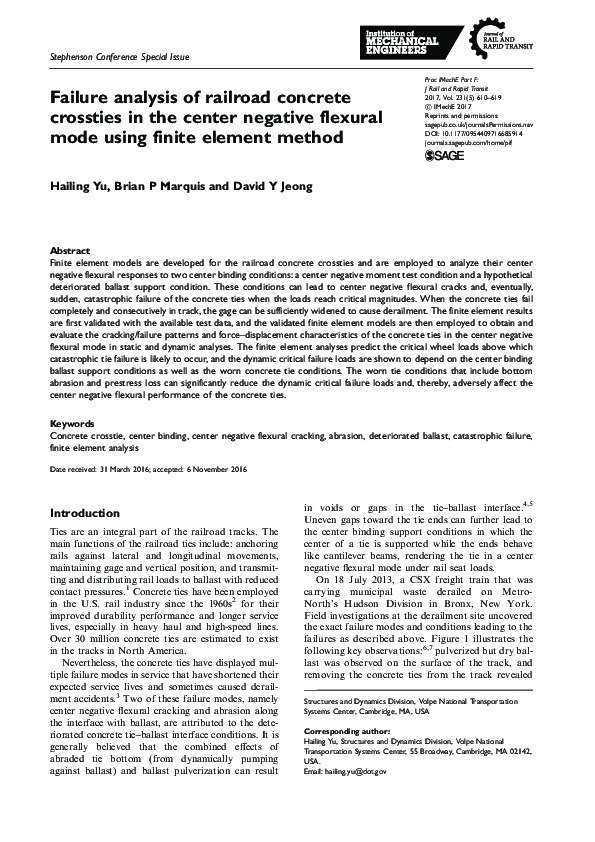 (PDF) Failure analysis of railroad concrete crossties in the center ...