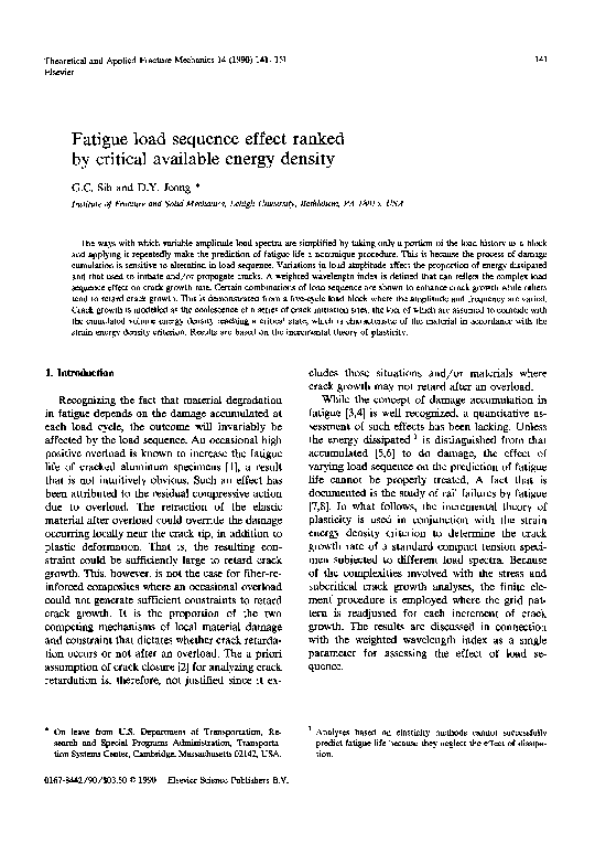(PDF) Fatigue load sequence effect ranked by critical available energy ...