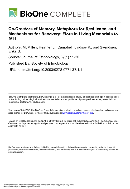 (PDF) Co-Creators of Memory, Metaphors for Resilience, and Mechanisms ...