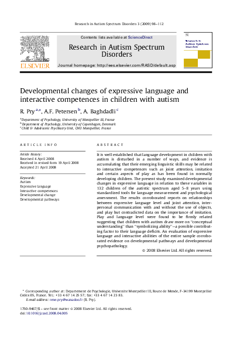 (PDF) Developmental changes of expressive language and interactive ...