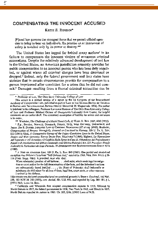 (PDF) Compensating the innocent accused