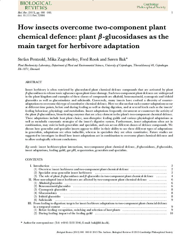 (PDF) How insects overcome two-component plant chemical defence: plant ...