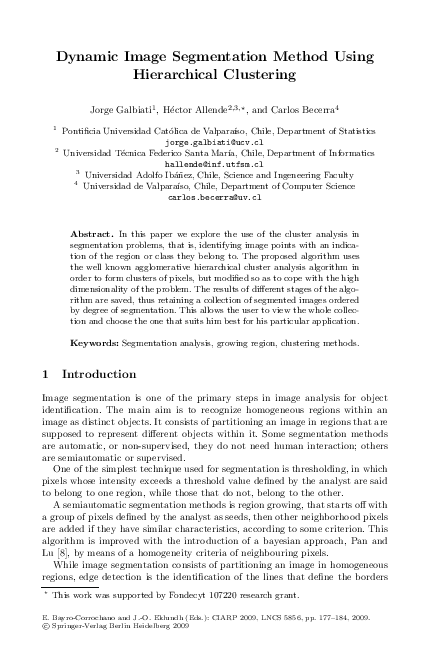 Pdf Dynamic Image Segmentation Method Using Hierarchical Clustering