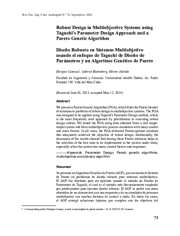 (PDF) Robust Design in Multiobjective Systems using Taguchi’s Parameter Design Approach and a ...