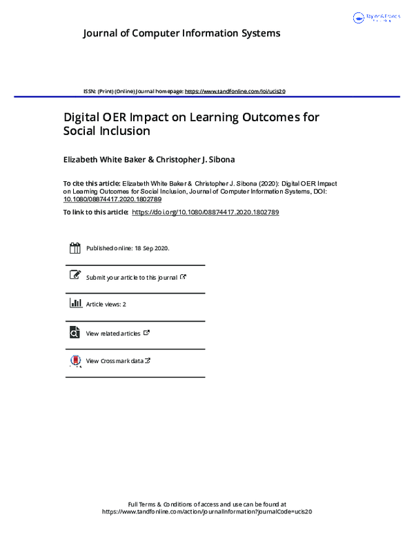 (PDF) Digital OER Impact on Learning Outcomes for Social Inclusion