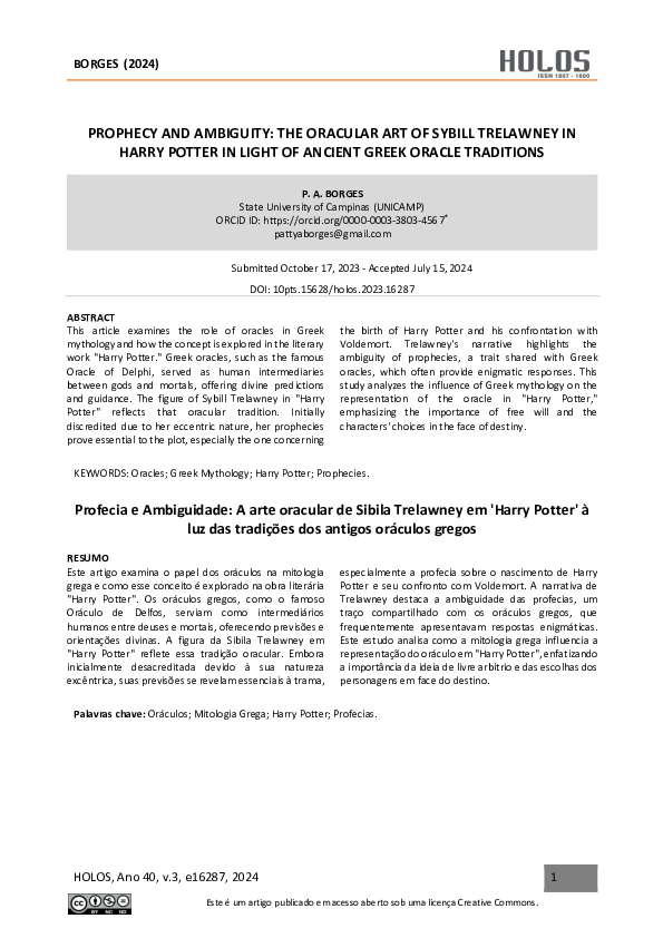 (PDF) PROPHECY AND AMBIGUITY: THE ORACULAR ART OF SYBILL TRELAWNEY IN ...