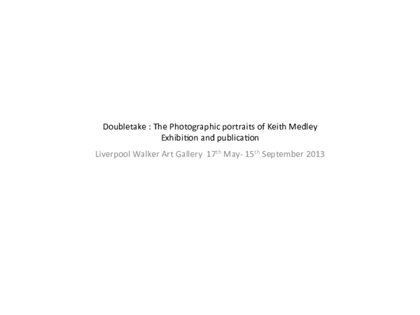(PDF) Doubletake: The Photographic portraits of Keith Medley
