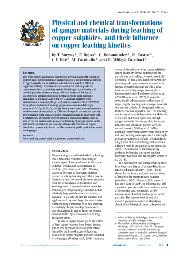 (PDF) Physical and chemical transformations of gangue materials during leaching of copper ...