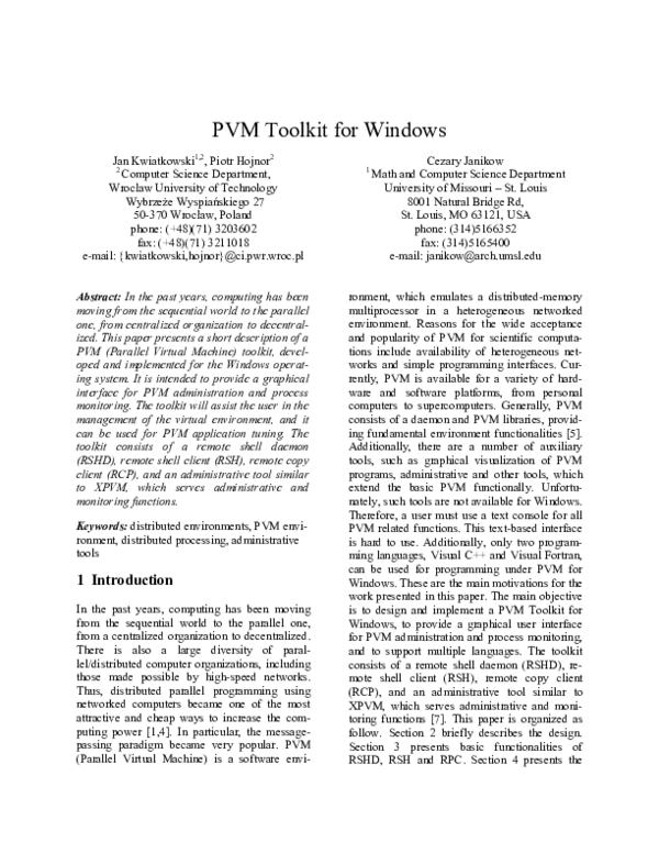 (PDF) PVM Toolkit for Windows