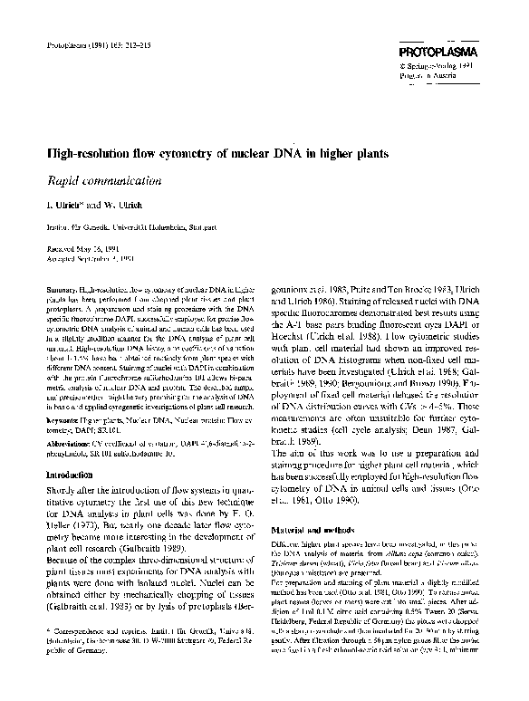 (PDF) High-resolution flow cytometry of nuclear DNA in higher plants