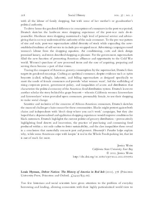 (PDF) Debtor Nation: The History of America in Red Ink | Lendol Calder ...