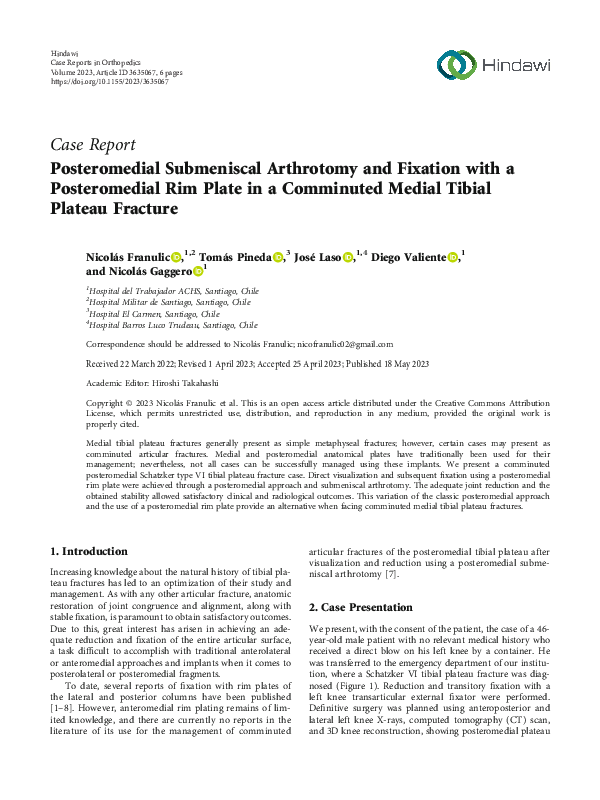 (PDF) Posteromedial Submeniscal Arthrotomy and Fixation with a ...