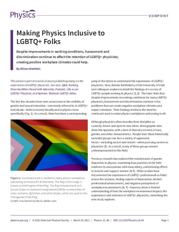(PDF) Making Physics Inclusive to LGBTQ+ Folks
