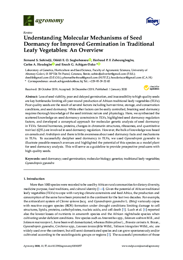 (PDF) Understanding Molecular Mechanisms of Seed Dormancy for Improved ...