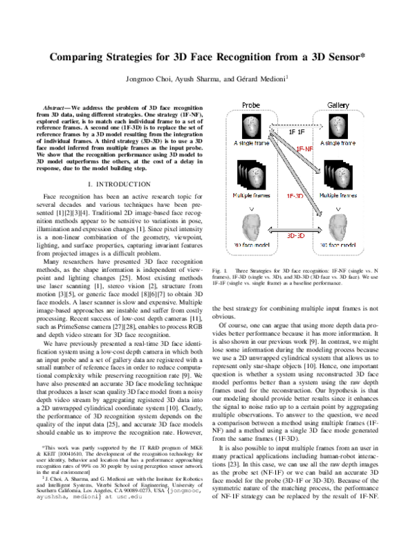 (PDF) Comparing strategies for 3D face recognition from a 3D sensor