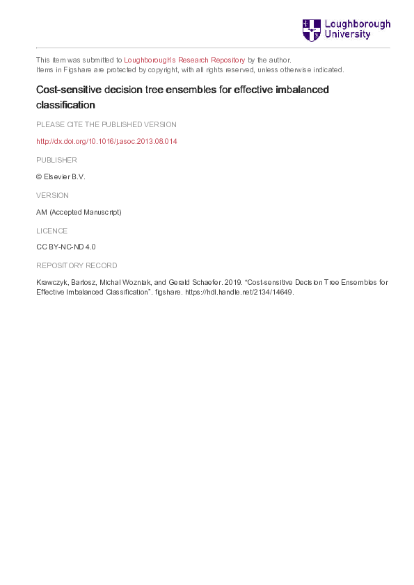 (PDF) Cost-sensitive decision tree ensembles for effective imbalanced classification | Michal ...