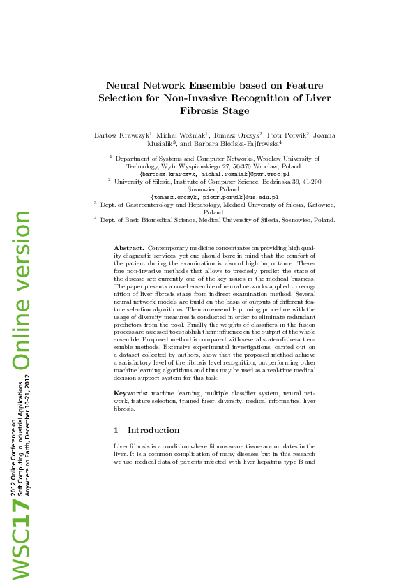 (PDF) Neural Network Ensemble Based on Feature Selection for Non-Invasive Recognition of Liver ...