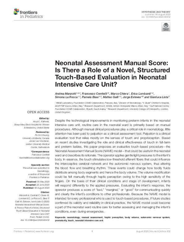 (PDF) Neonatal Assessment Manual Score: Is There a Role of a Novel ...