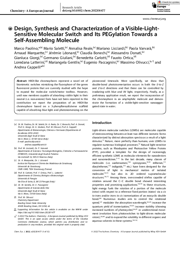 (PDF) Design, Synthesis and Characterization of a Visible‐Light ...