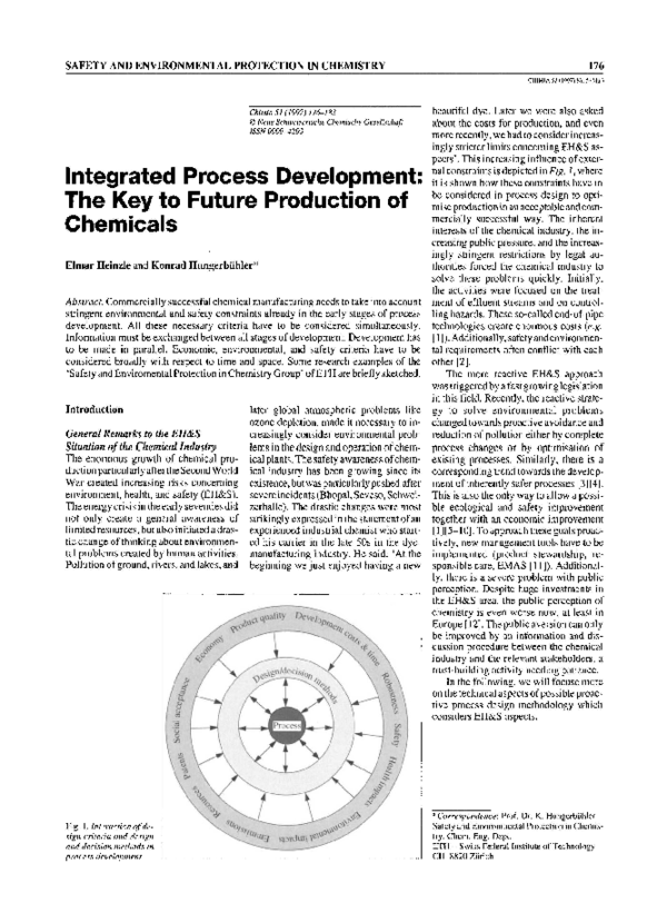 (PDF) Integrated Process Development: The Key to Future Production of Chemicals
