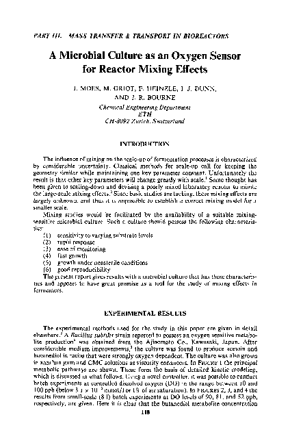 (PDF) A Microbial Culture as an Oxygen Sensor for Reactor Mixing Effects