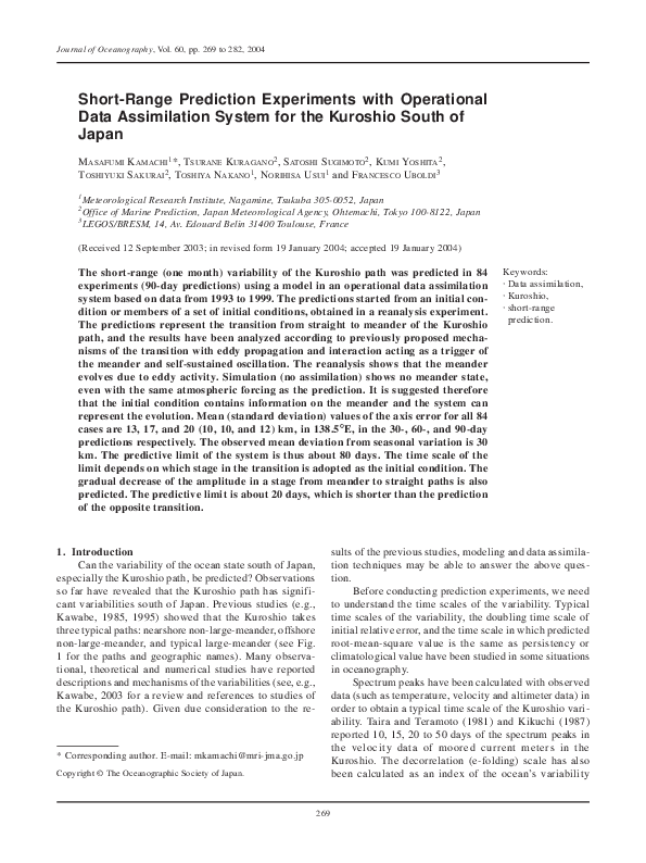 (PDF) Short-Range Prediction Experiments with Operational Data ...