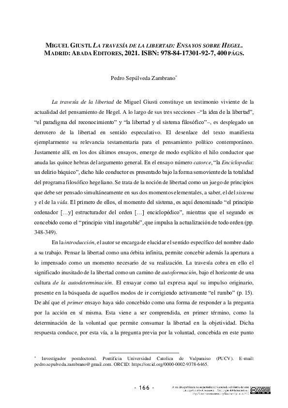 (PDF) Miguel Giusti. La travesía de la libertad: ensayos sobre Hegel ...