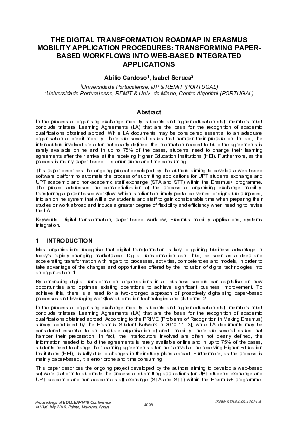 (PDF) The Digital Transformation Roadmap in Erasmus Mobility Application Procedures ...