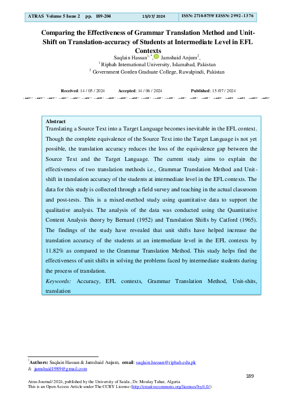 (PDF) Comparing the Effectiveness of Grammar Translation Method and ...