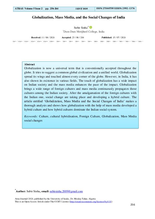 (PDF) Globalization, Mass Media, and the Social Changes of India