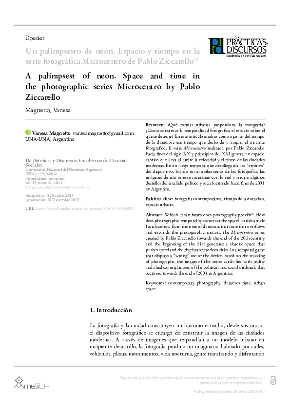 (PDF) Un palimpsesto de neón. Espacio y tiempo en la serie fotográfica ...