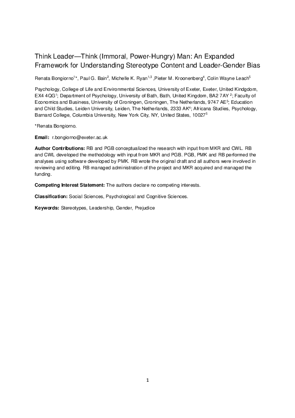 (PDF) Think Leader-Think (Immoral, Power-Hungry) Man: An Expanded ...