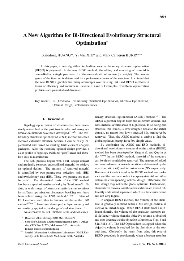 (PDF) A New Algorithm for Bi-Directional Evolutionary Structural Optimization
