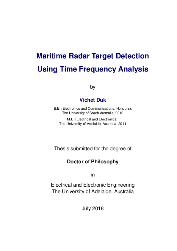 (PDF) Maritime Radar Target Detection Using Time Frequency Analysis