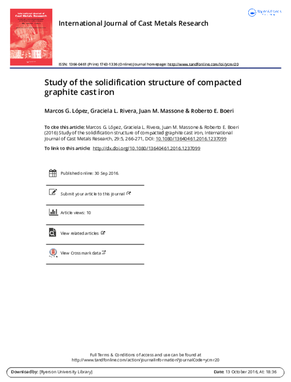 (PDF) Study of the solidification structure of compacted graphite cast iron
