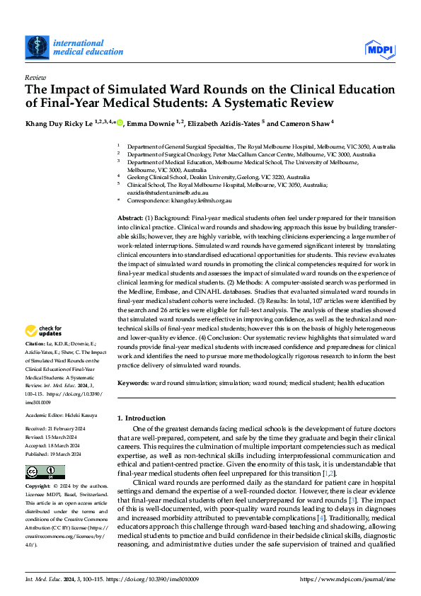 (PDF) The Impact of Simulated Ward Rounds on the Clinical Education of ...