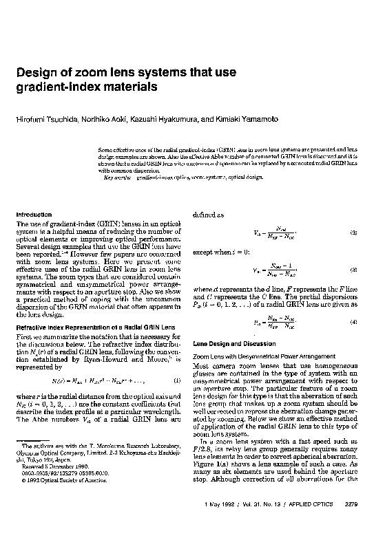 (PDF) Design of zoom lens systems that use gradient-index materials