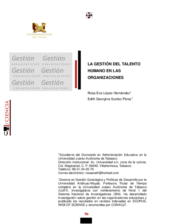 (PDF) La Gestión Del Talento Humano en Las Organizaciones