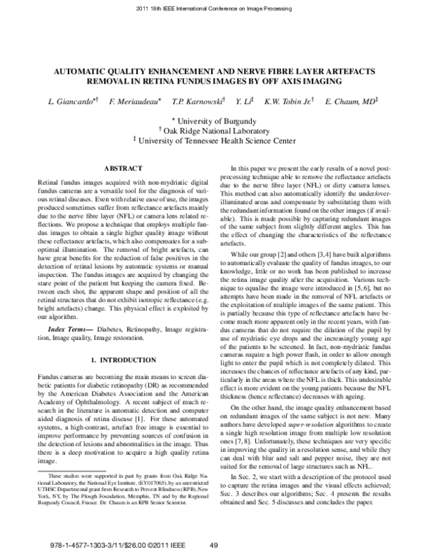 (PDF) Automatic quality enhancement and nerve fibre layer artefacts ...
