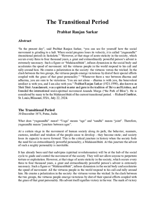 (PDF) The Mahásambhúti in Transitional Periods
