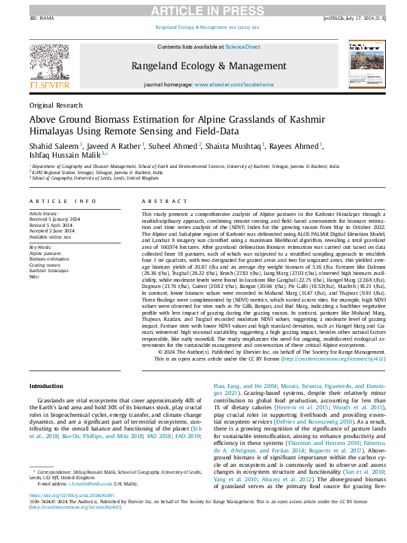 (PDF) Rangeland Ecology & Management